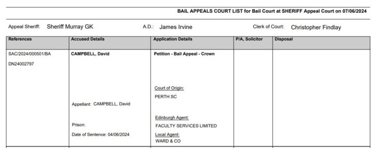 Former Edradynate Estate gamekeeper & murder suspect David Campbell ...